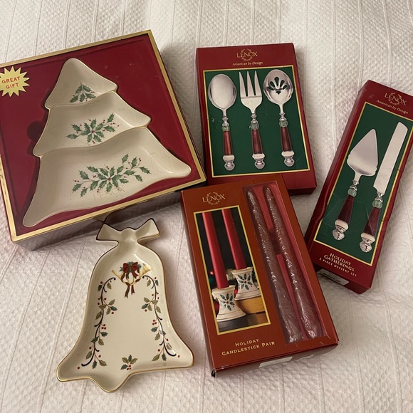 Lenox | Dining | Lenox Christmas Gift Set Candles Plates Utensils ...